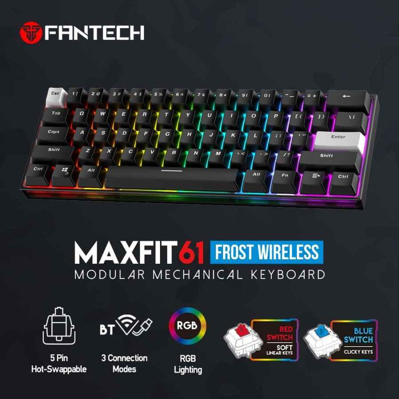 Keyboard Gaming Mekanik RGB Hot-Swappable MAXFIT61 FROST WIRELESS ...